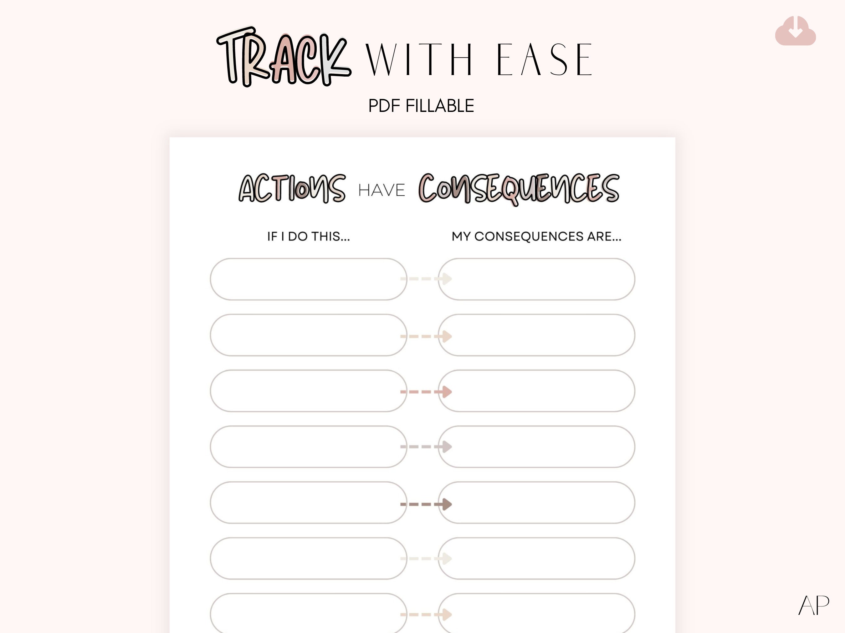 Editable Behavioral Action and Consequence Chart, Behavior Chart, Kids ...