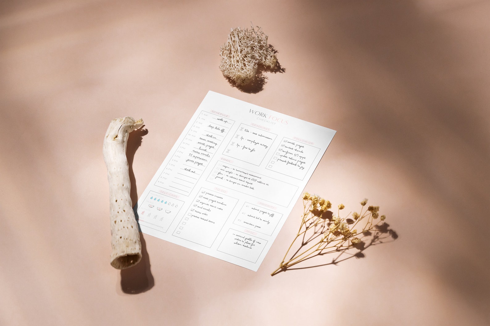 Minimalist Style Office Task Checklist, Daily Office Planner, Work ...