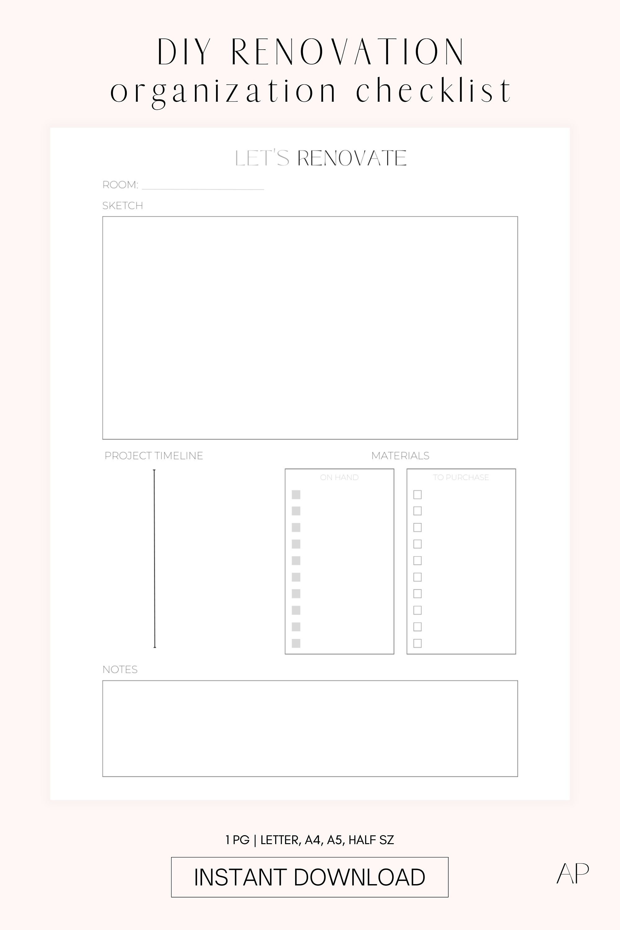 New Home Owner Renovation Checklist, Home Renovation Checklist, DIY ...