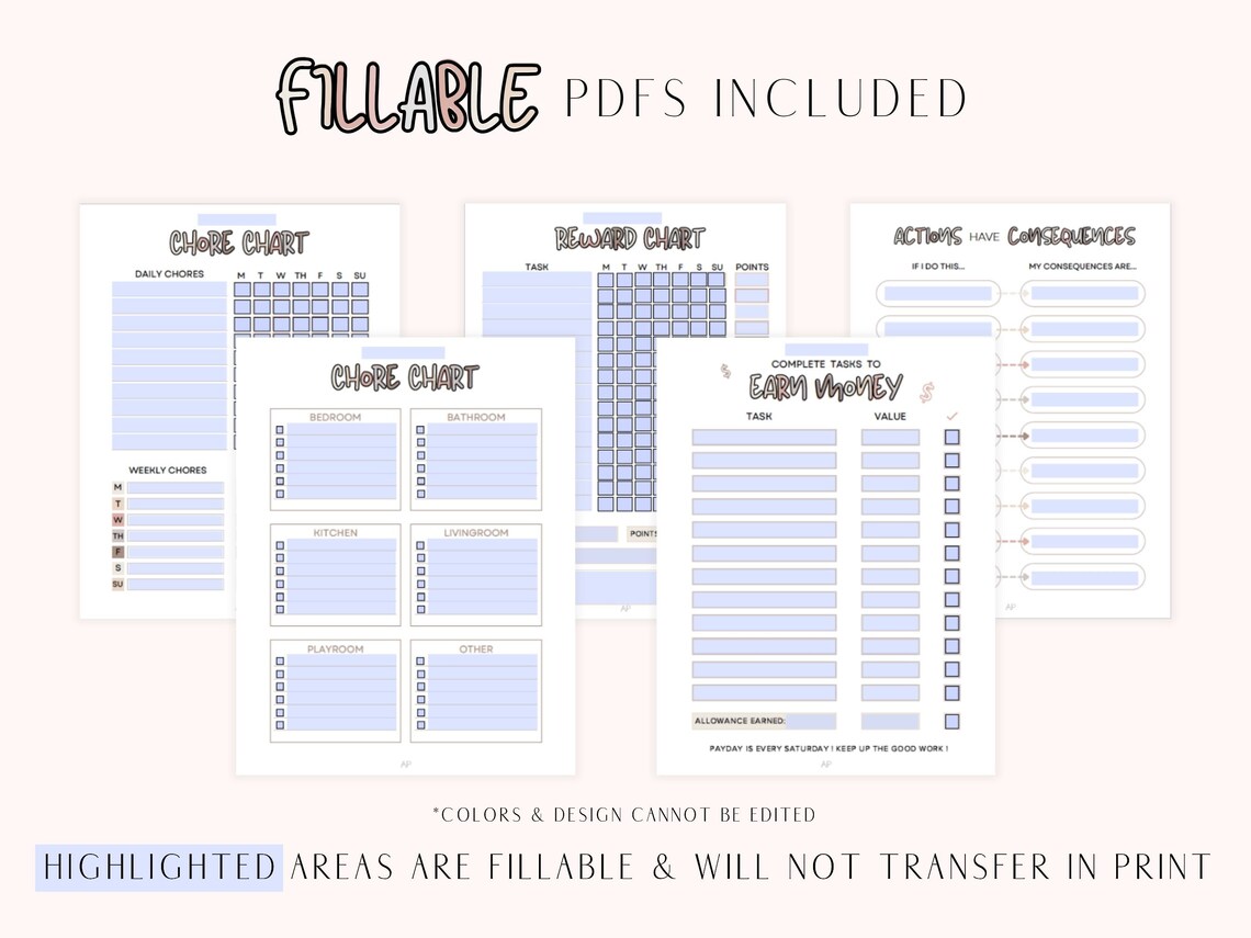 Editable Children's Cleaning Planner, Kids Chore Chart, Daily Weekly ...