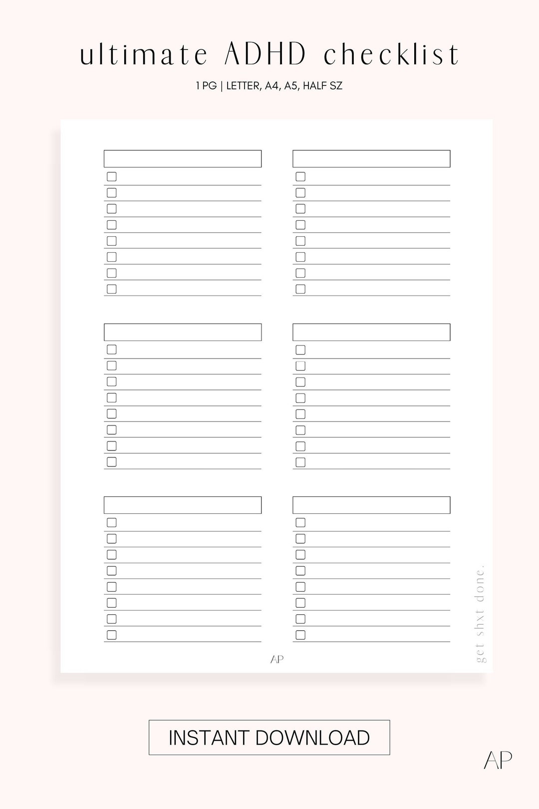 Stay Organized Ultimate ADHD To-do Checklist, Printable Checklist ...