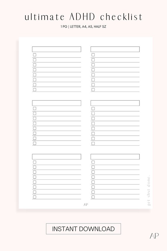Stay Organized Ultimate ADHD To-do Checklist Printable - Etsy