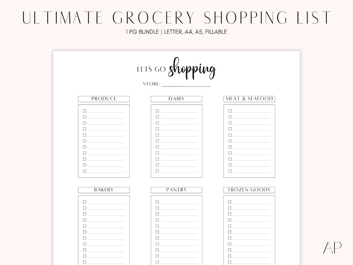 Printable Grocery Shopping Checklist, Printable Household Shopping ...