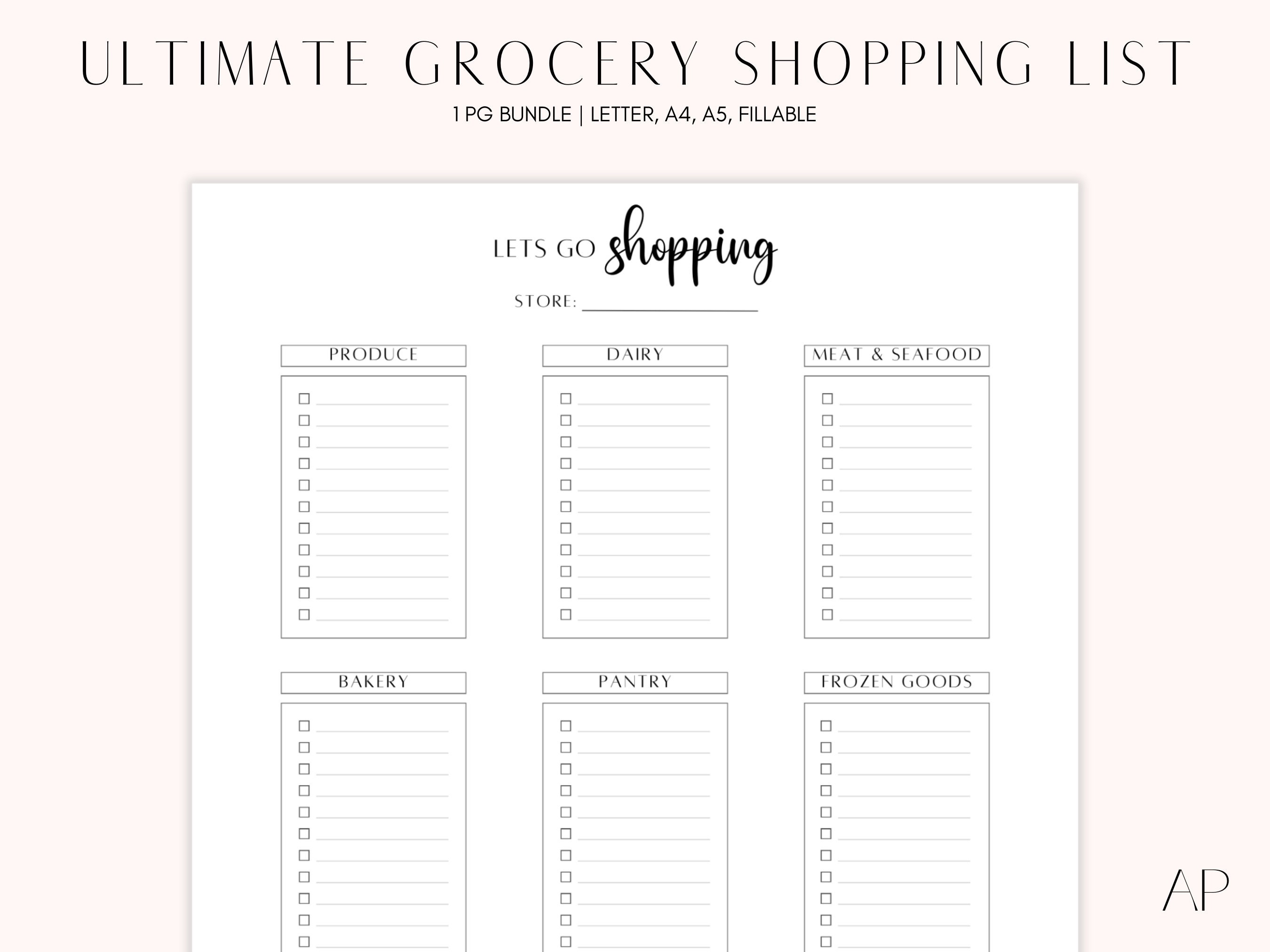 Printable Grocery Shopping Checklist, Printable Household Shopping ...