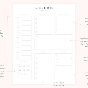Minimalist Style Office Task Checklist, Daily Office Planner, Work ...