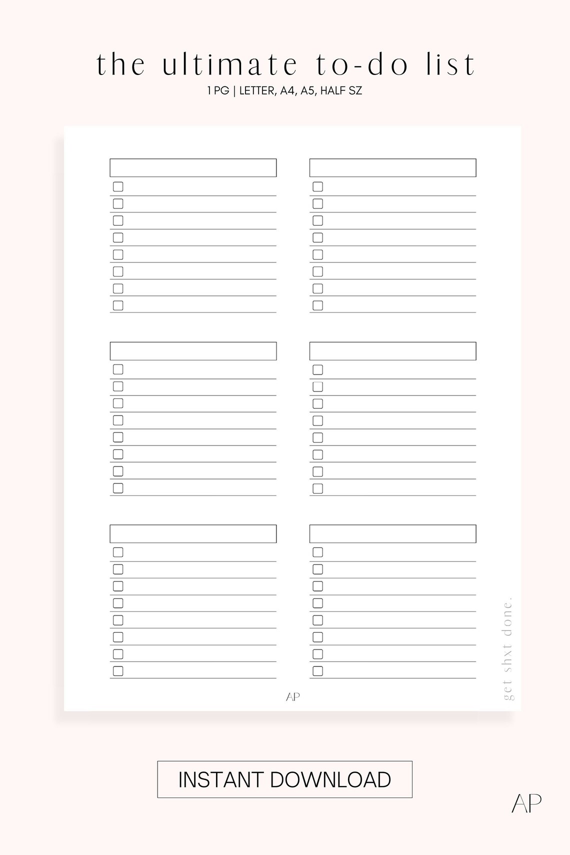 The Ultimate To-do Checklist, Printable Checklist, Productivity Planner ...