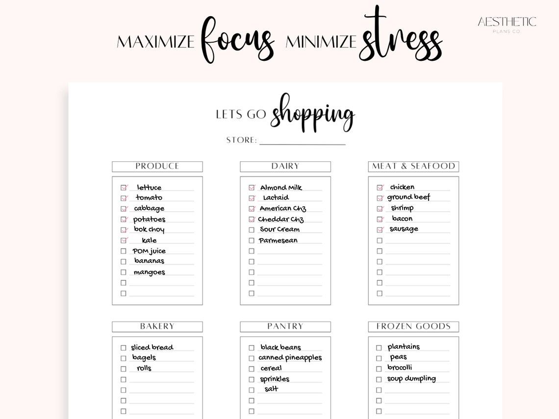 Printable Grocery Shopping Checklist, Printable Household Shopping ...
