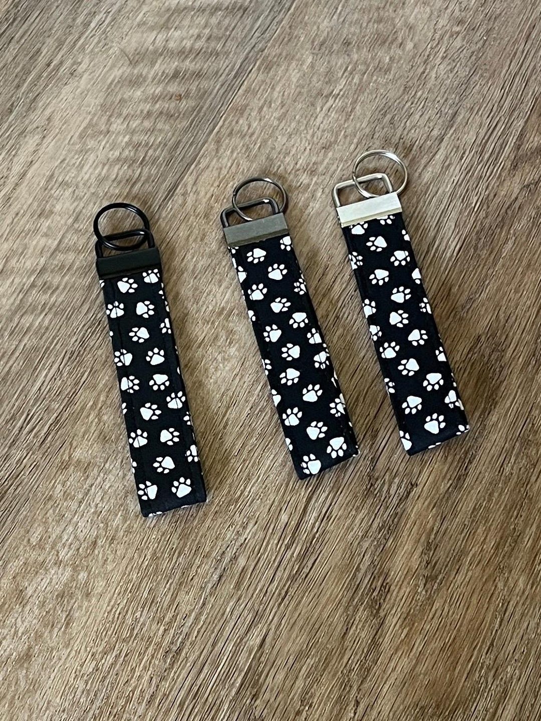 Key Fob Wristlet: Animal Paw Print Fabric, Dog Bone - Etsy