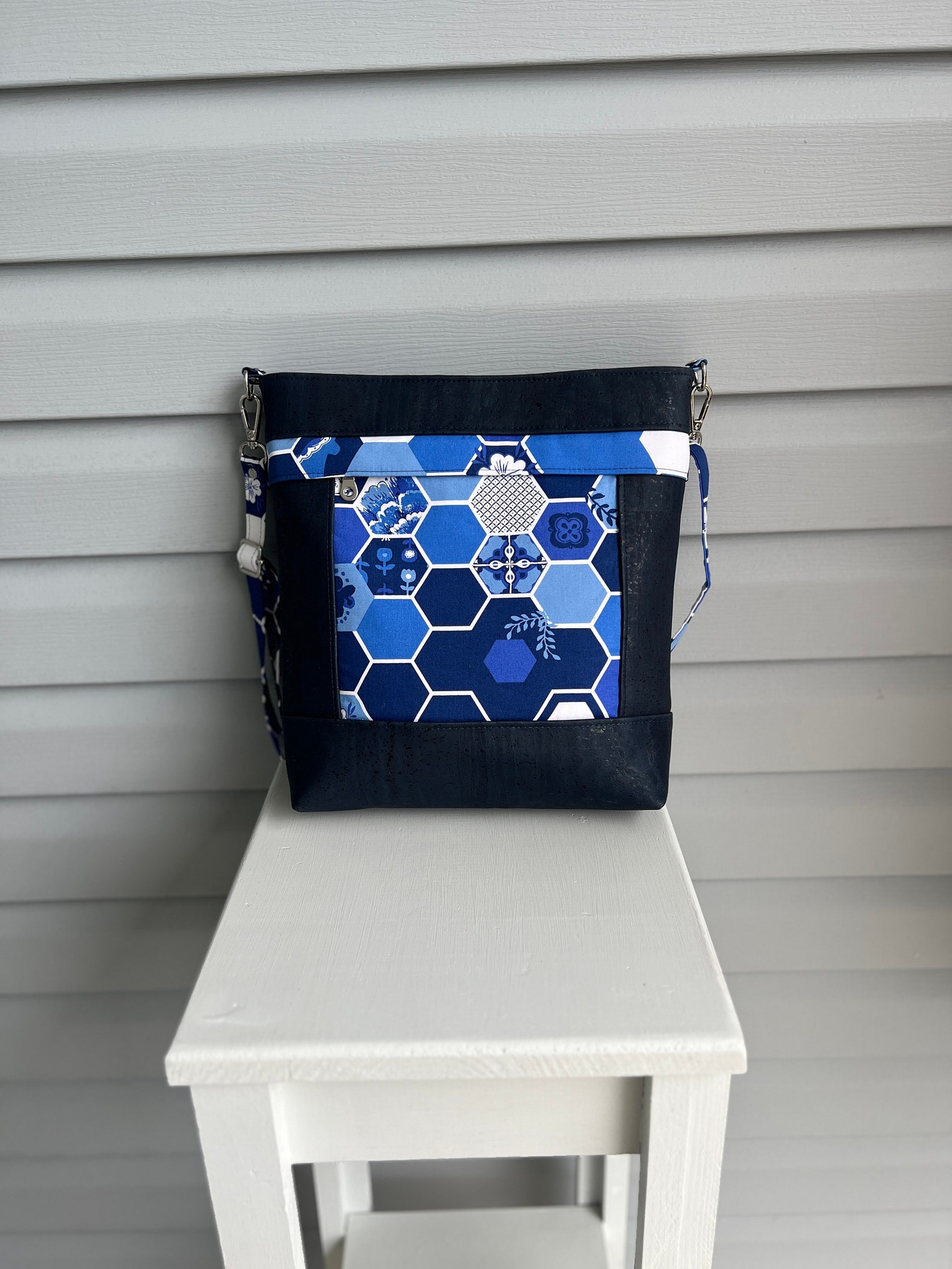 Aspen Crossbody Bag. Sustainable Natural Cork With Geometric Fabric ...