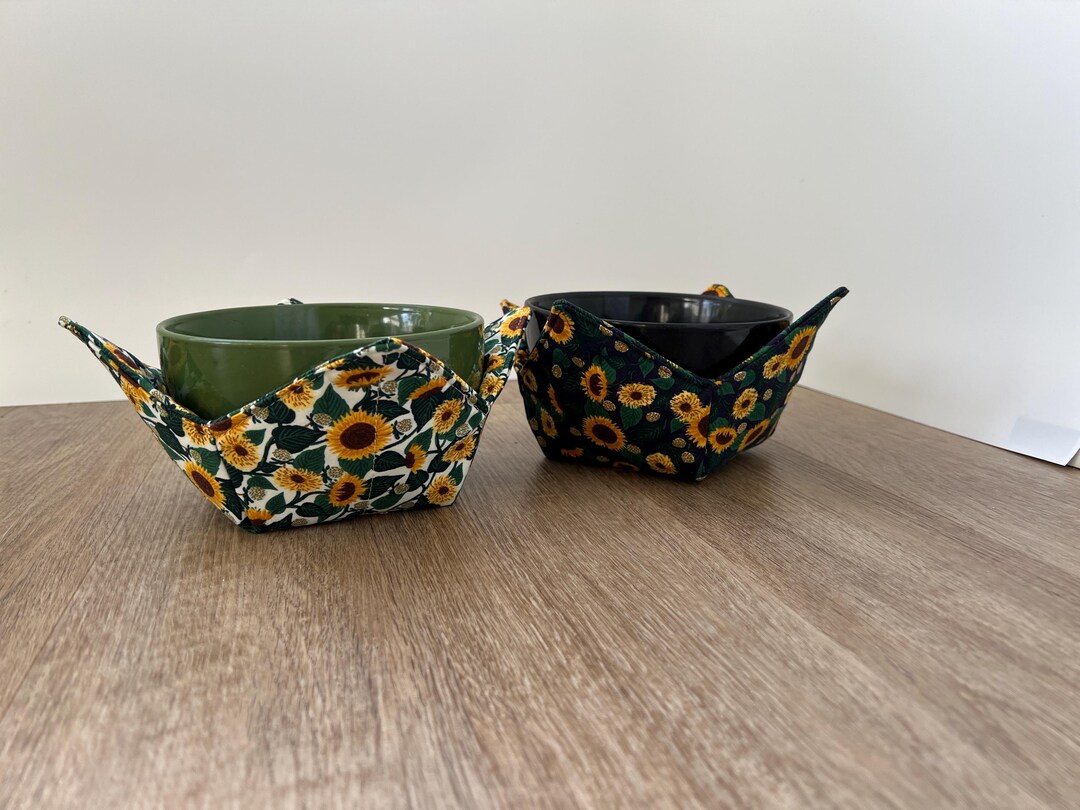 Sunflower Microwave Bowl Cozy: Reversible Hot Bowl Holder - Etsy