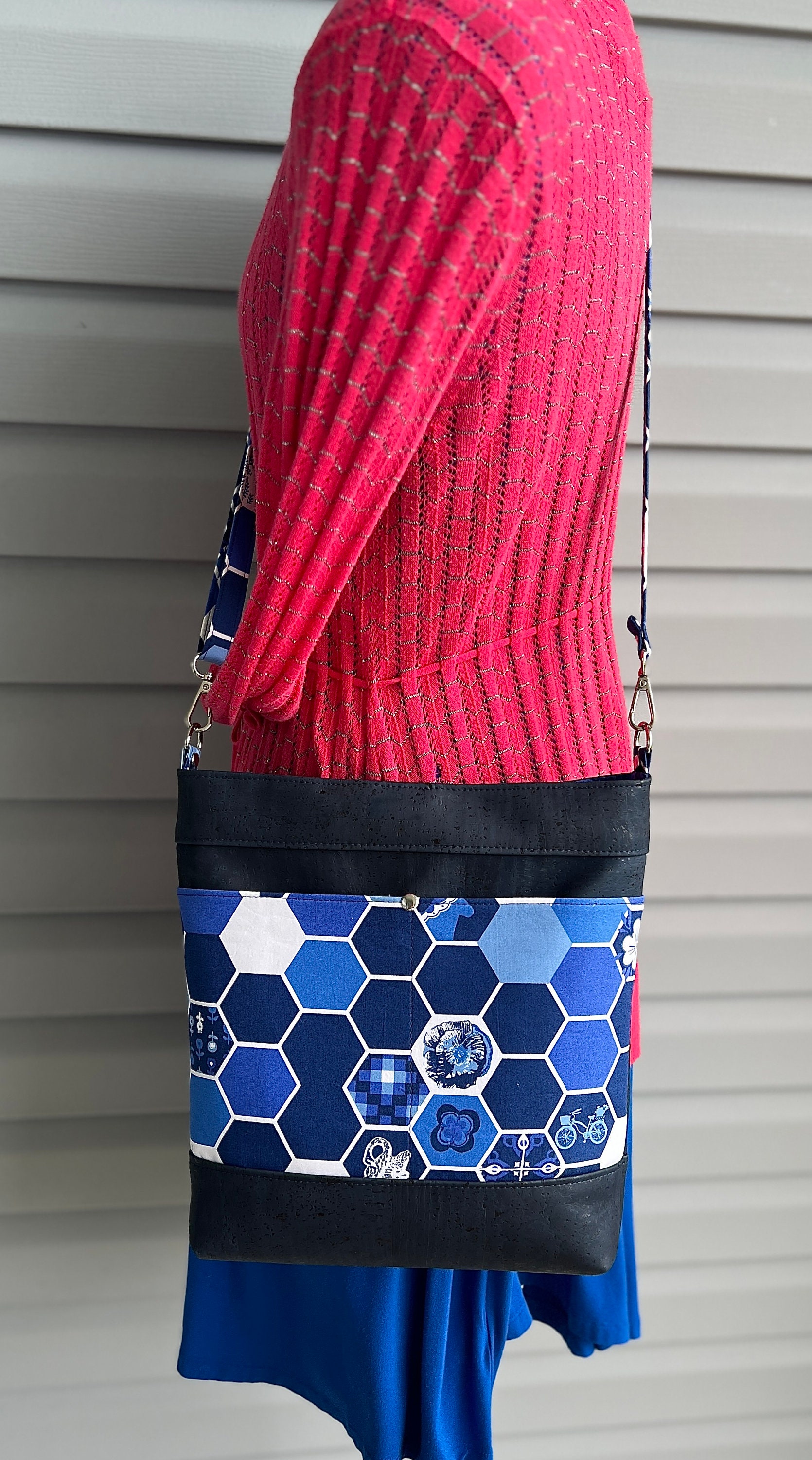Aspen Crossbody Bag. Sustainable Natural Cork With Geometric Fabric ...