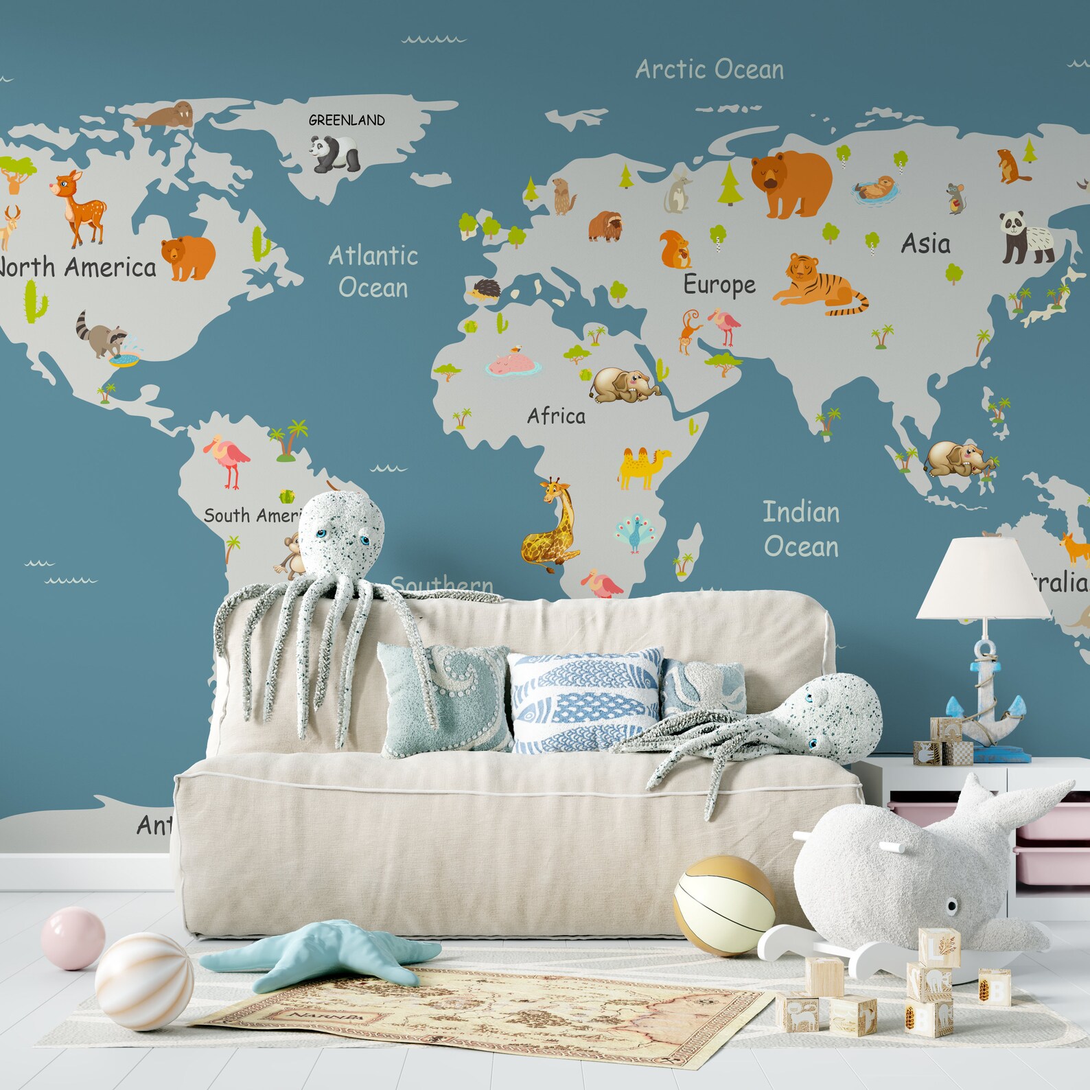 Kids Map Wallpaper Peel and Stick World Map Wall Mural - Etsy
