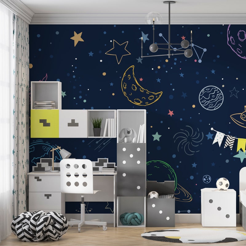 Kids Space Wallpaper - Etsy