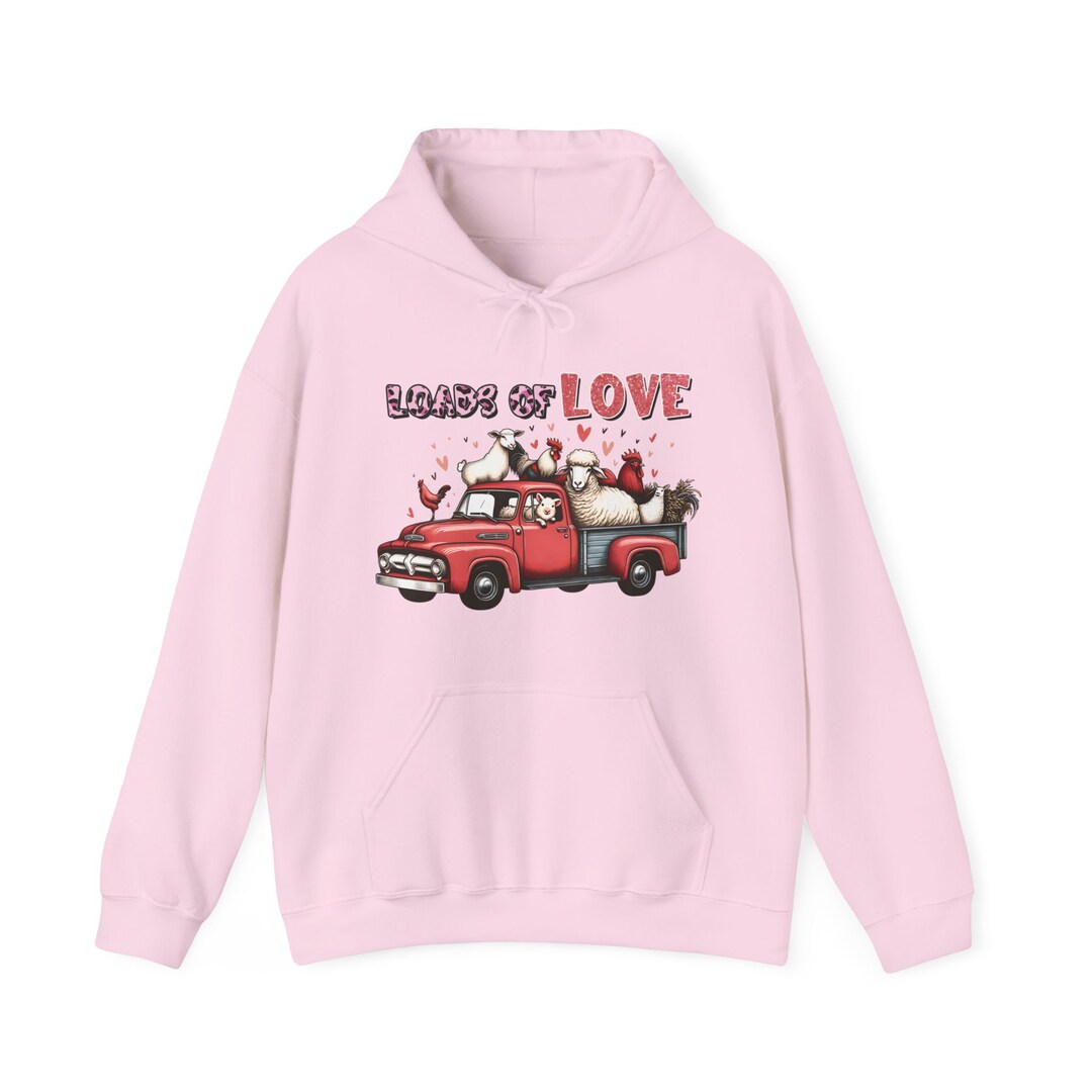 Farm Animals Truck Hoodie, Loads of Love Sweatshirt, Cute Animal Print ...