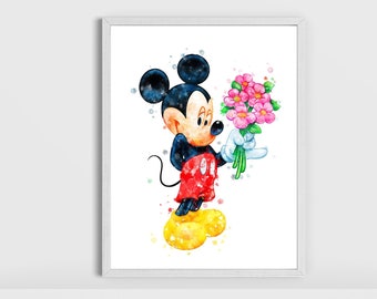 Mickey Minnie Mouse Watercolor Art Print Watercolor Printable - Etsy ...
