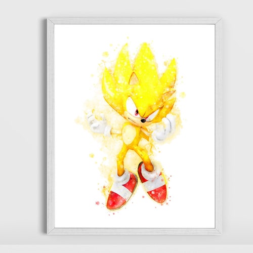 Sonic Art Print Sonic The Hedgehog Watercolor Printable Sonic Etsy