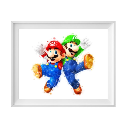 Super Mario Luigi Art Print Super Mario Watercolor Poster - Etsy UK