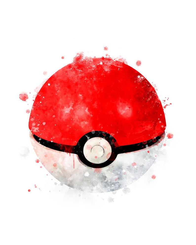 Pokeball Art Print Pokemon Go Watercolor Pocket Monsters - Etsy