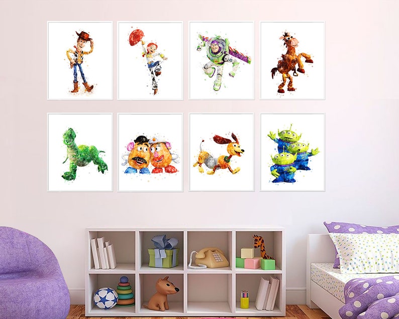 Toy Story Print Woody Jessie Bullseye Poster Painting Slinky Dog Aliens ...