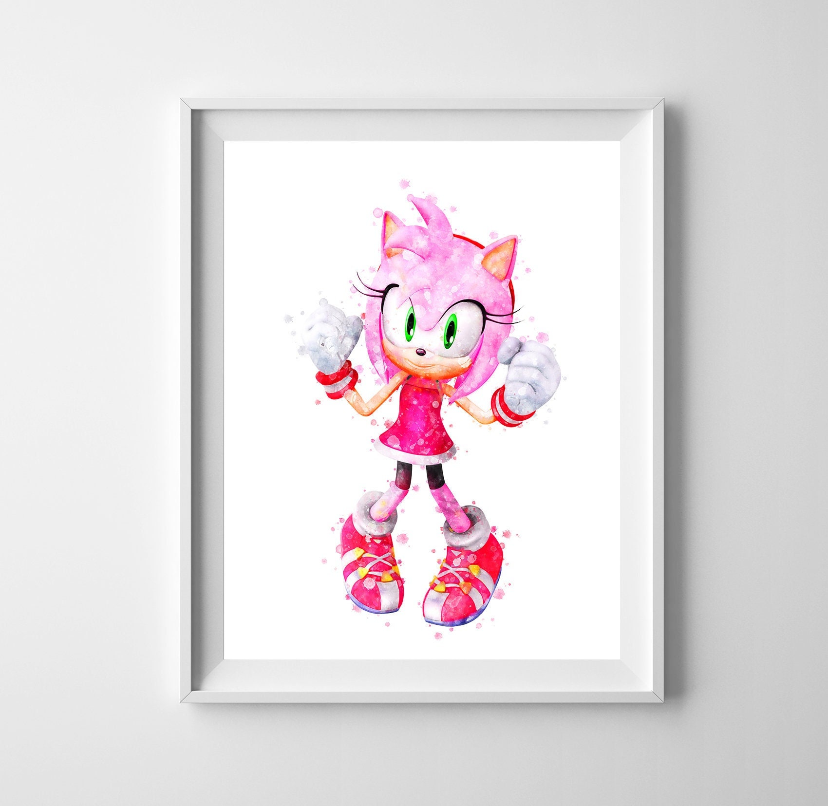 Sonic the Hedgehog Art Print Amy Rose Watercolor Poster Sonic Printable ...