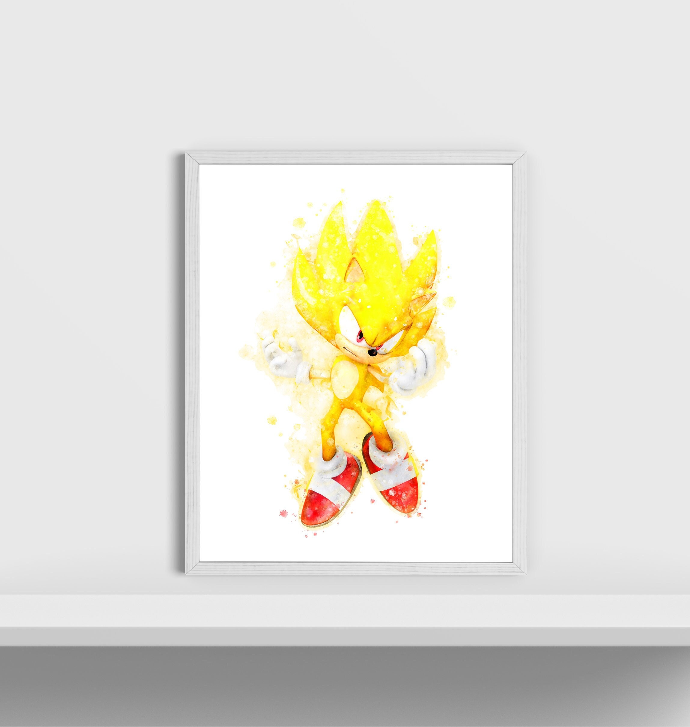 Super Sonic Watercolor Art Print Sonic the Hedgehog Poster Sonic ...