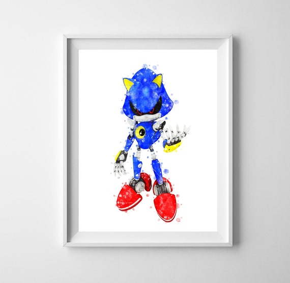 Metal Sonic Art Print Sonic the Hedgehog Watercolor Poster - Etsy Ireland
