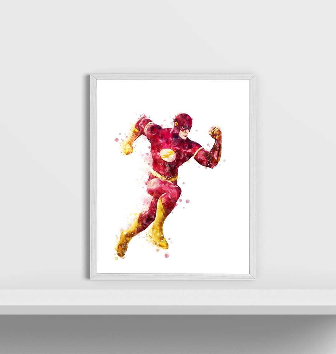 The Flash Art Print Superhero Watercolor Poster Superhero Nursery Wall ...