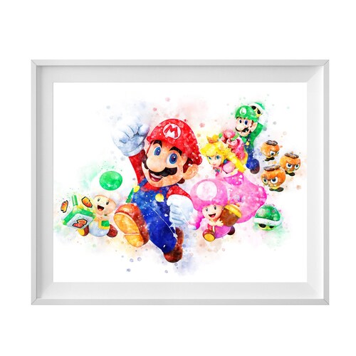 Super Mario Luigi Art Print Super Mario Watercolor Poster - Etsy UK