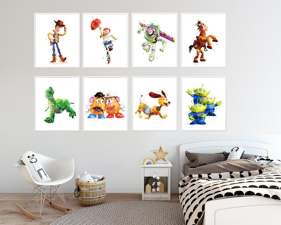 Toy Story Print Woody Jessie Bullseye Poster Painting Slinky Dog Aliens ...