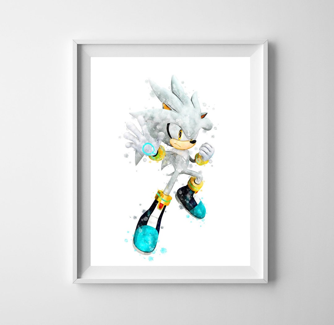 Sonic the Hedgehog Art Print Sİlver Sonic Poster Silver Sonic Printable ...