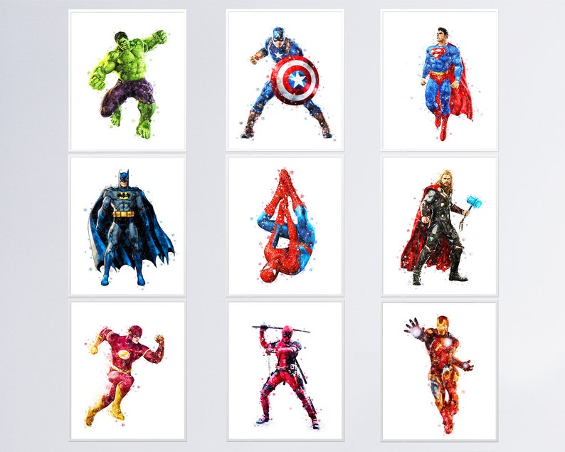 Superhero Print Avengers Printable Superhero Poster Superhero - Etsy