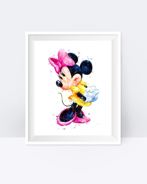 Minnie Mouse Art Print Minnie Mouse Watercolor Painting Minnie - Etsy
