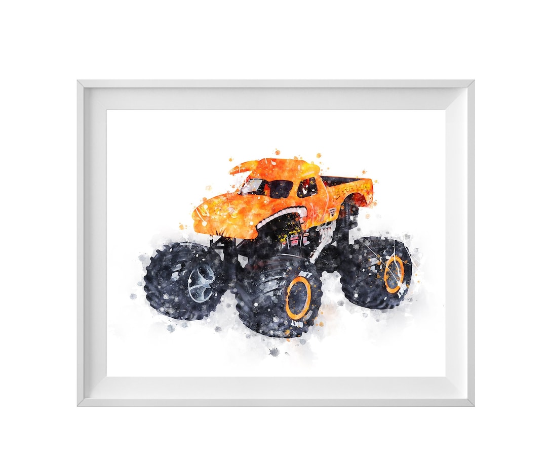 El Toro Loco Watercolor Print Monster Truck Poster Monster Truck Wall ...