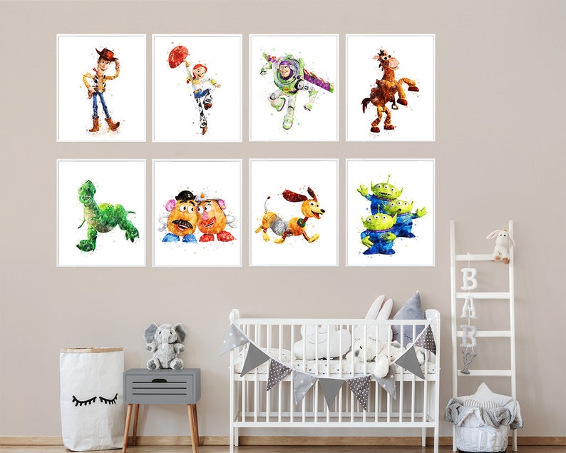 Toy Story Print Woody Jessie Bullseye Poster Painting Slinky Dog Aliens ...