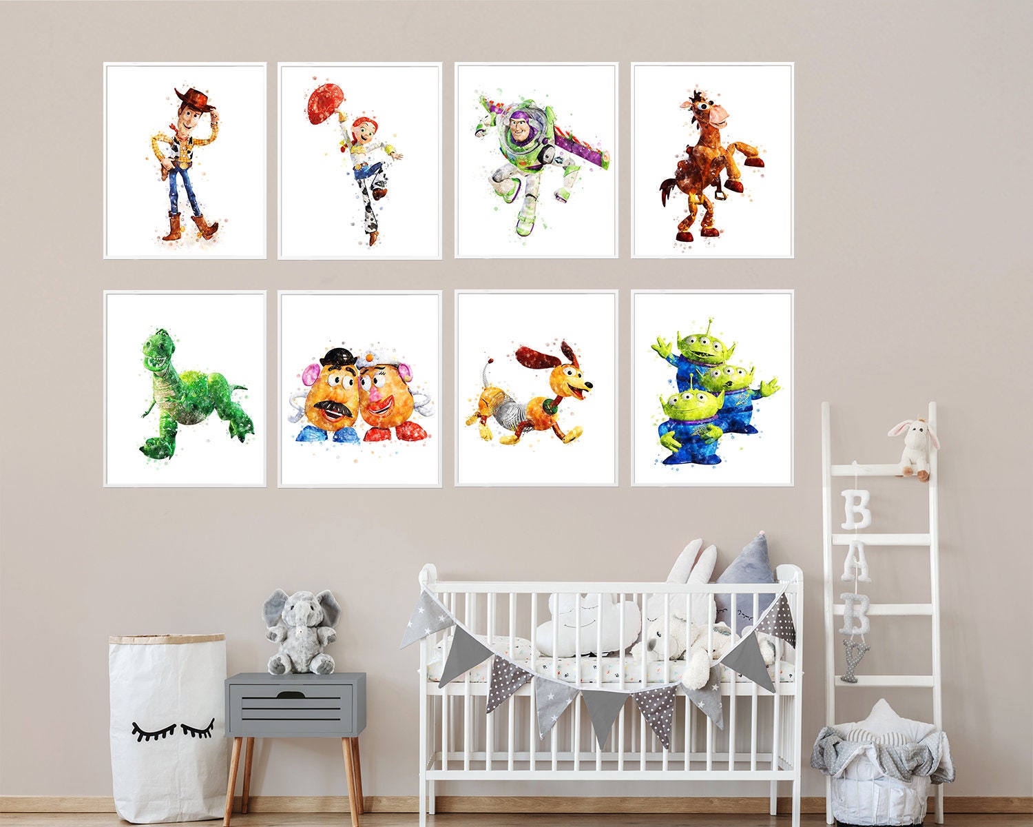 Toy Story Print Woody Jessie Bullseye Poster Painting Slinky Dog Aliens ...