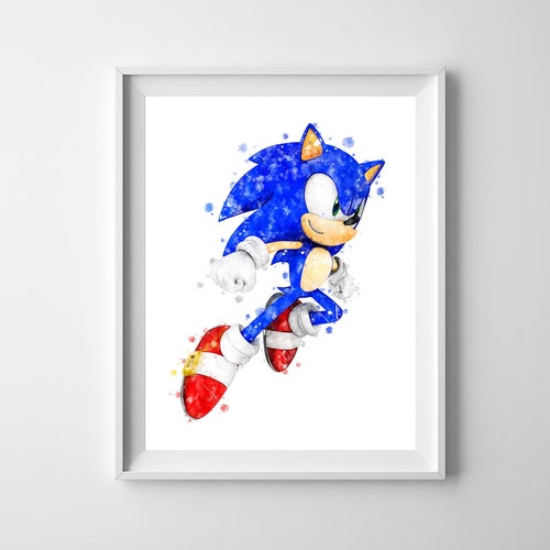 Sonic Art Print Sonic the Hedgehog Watercolor Printable Sonic - Etsy