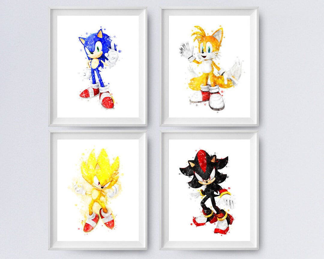 Sonic the Hedgehog Set of 4 Sonic Watercolor Print Sonic Wall Art ...
