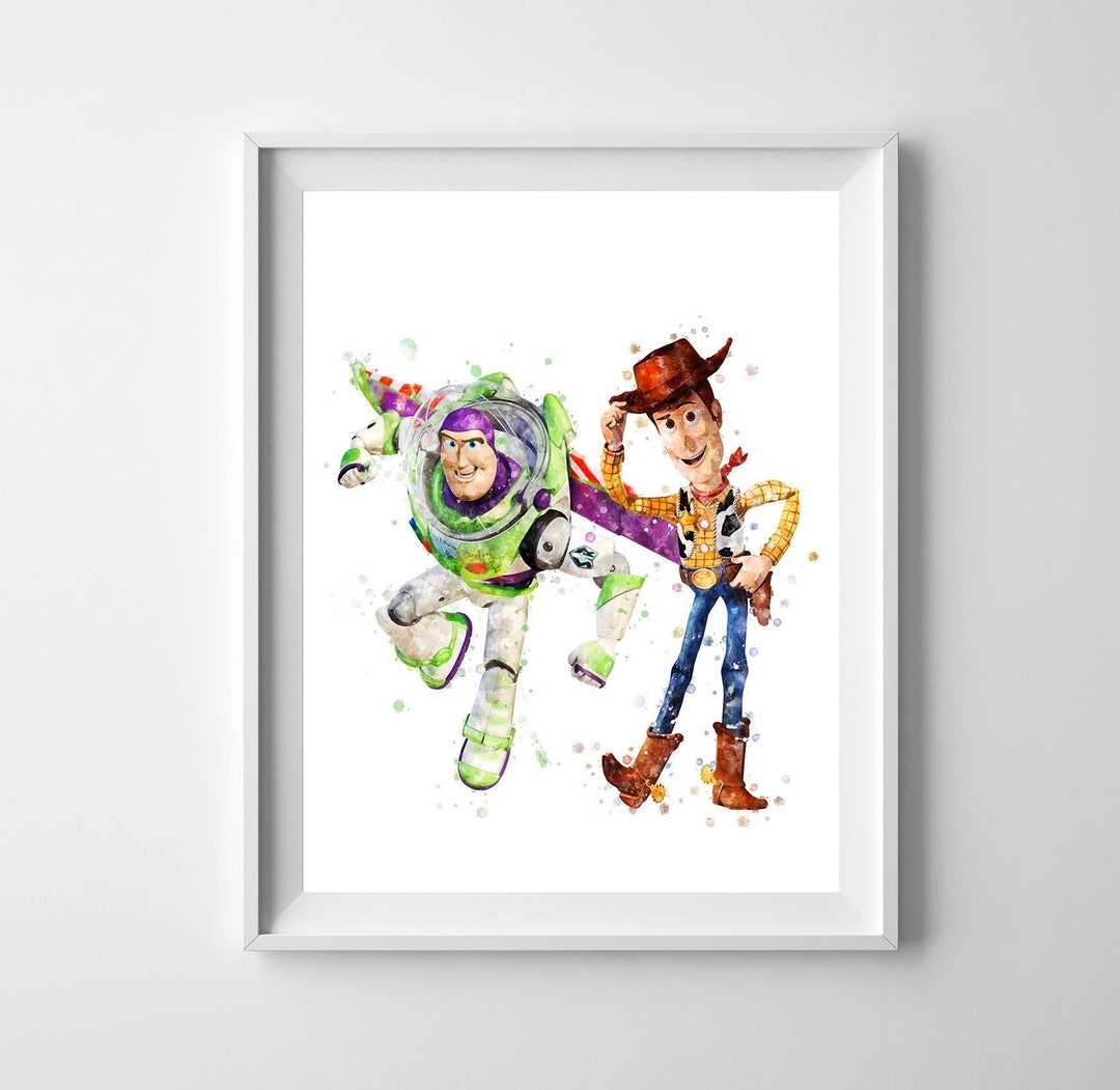 Toy Story Watercolor Art Print Woody Buzz Lightyear Poster Toy Story ...