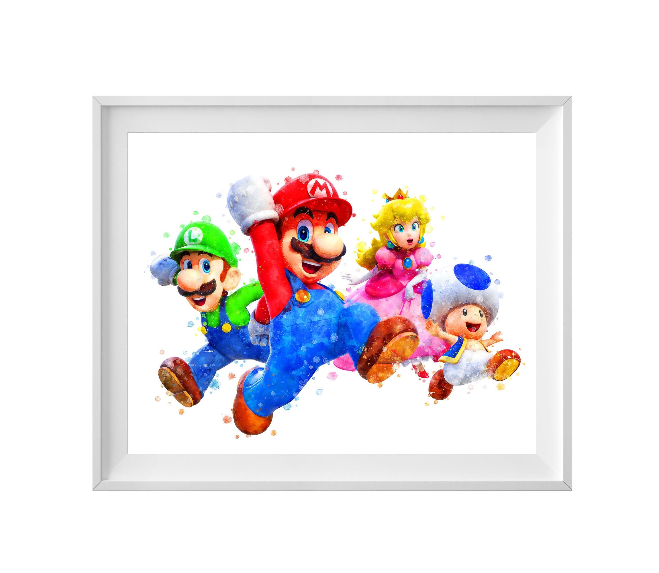 Super Mario Print Super Mario Watercolor Poster Mario - Etsy