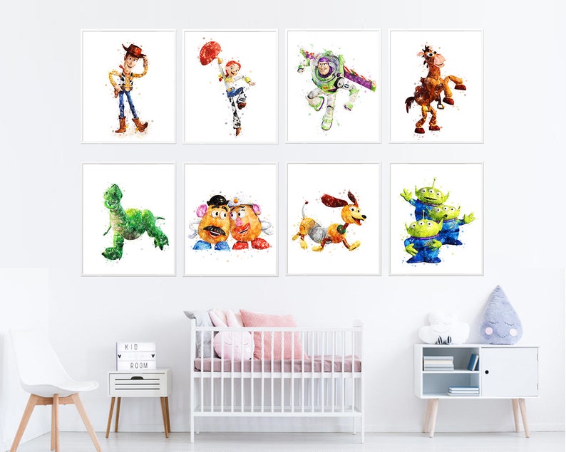 Toy Story Print Woody Jessie Bullseye Poster Painting Slinky Dog Aliens ...