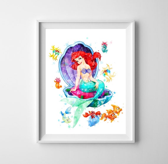 The Little Mermaid Watercolor Print Princess Ariel Poster - Etsy