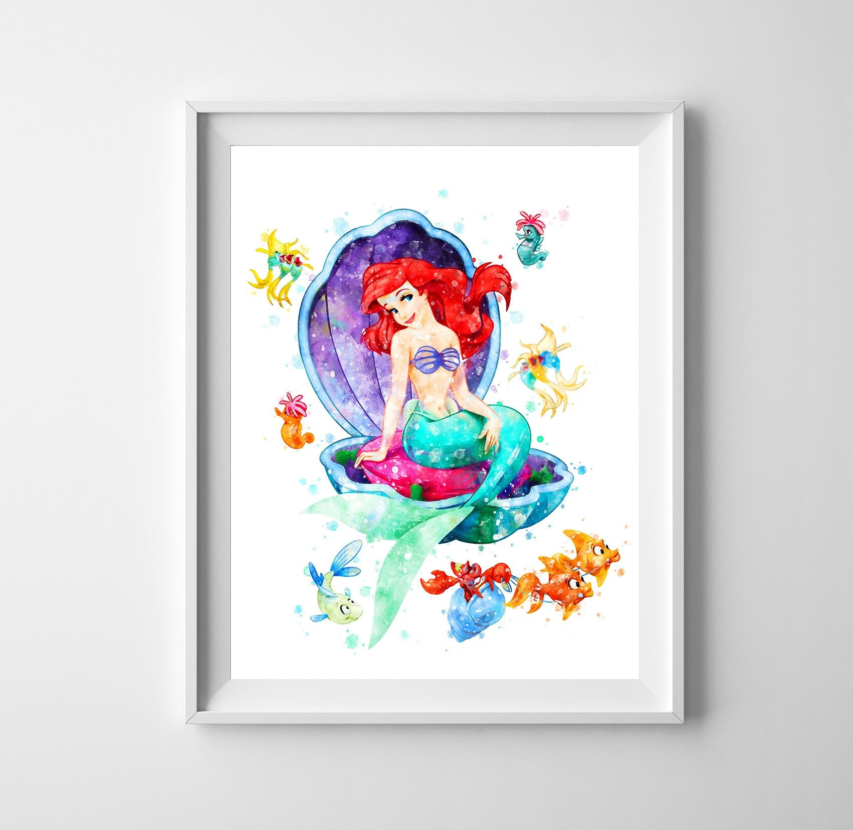 The Little Mermaid Watercolor Print Princess Ariel Poster - Etsy