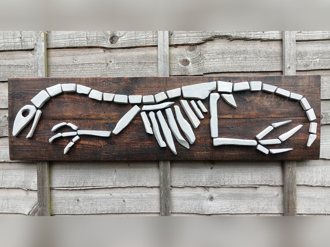 Raptor Dinosaur Fossil Wall Art Made From Reclaimed Wood - Etsy