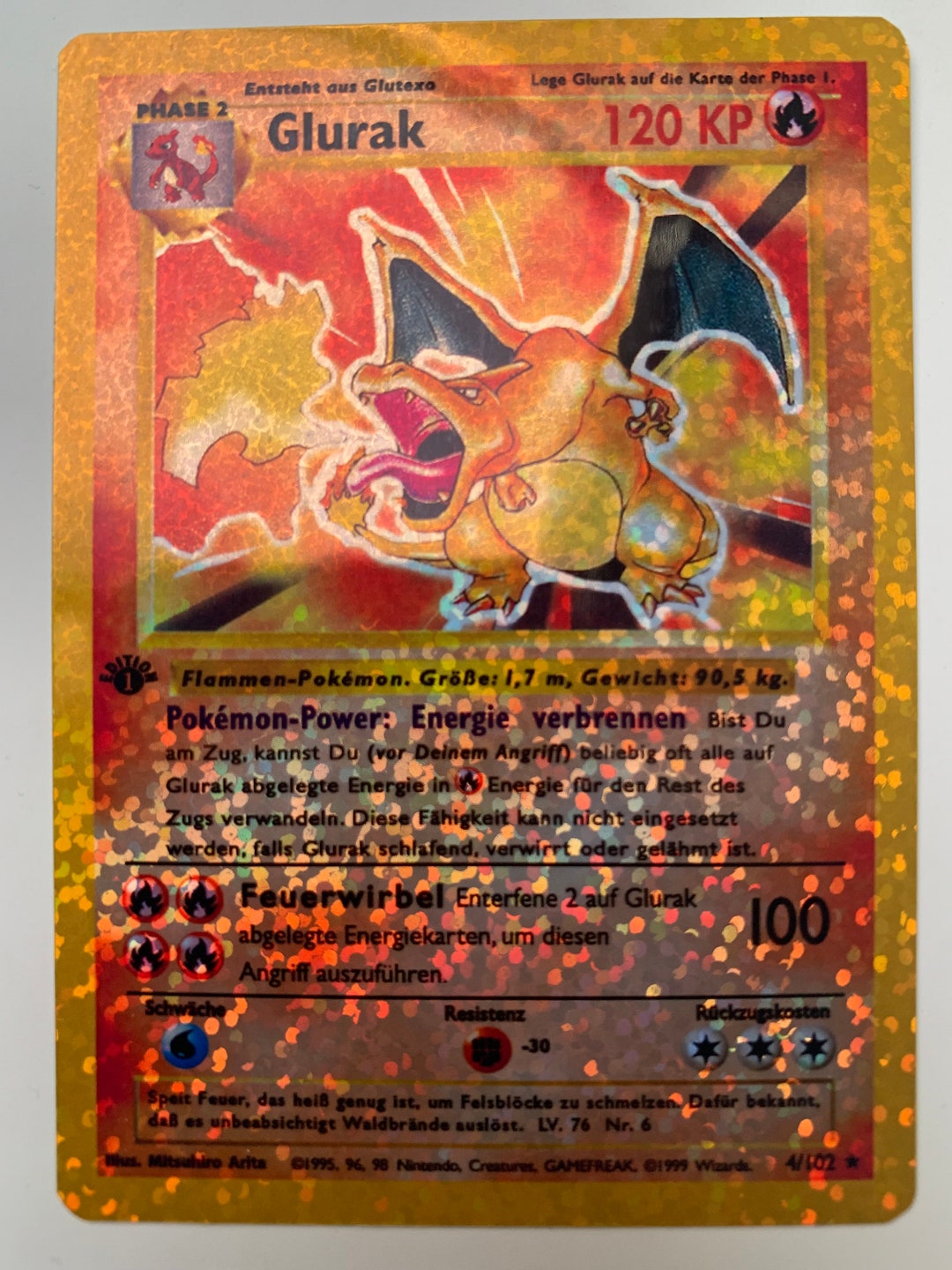 Charizard Base Set 1st Edition holo 1999 Pokemon Card Proxy German - Etsy