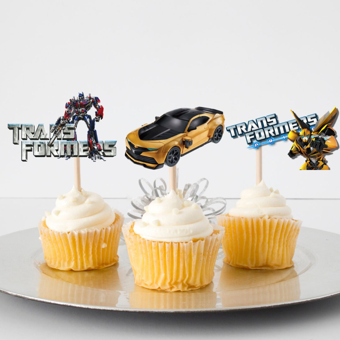 Transformers Cupcake Toppers, Cake Topper Shaker, and Birthday Banner ...