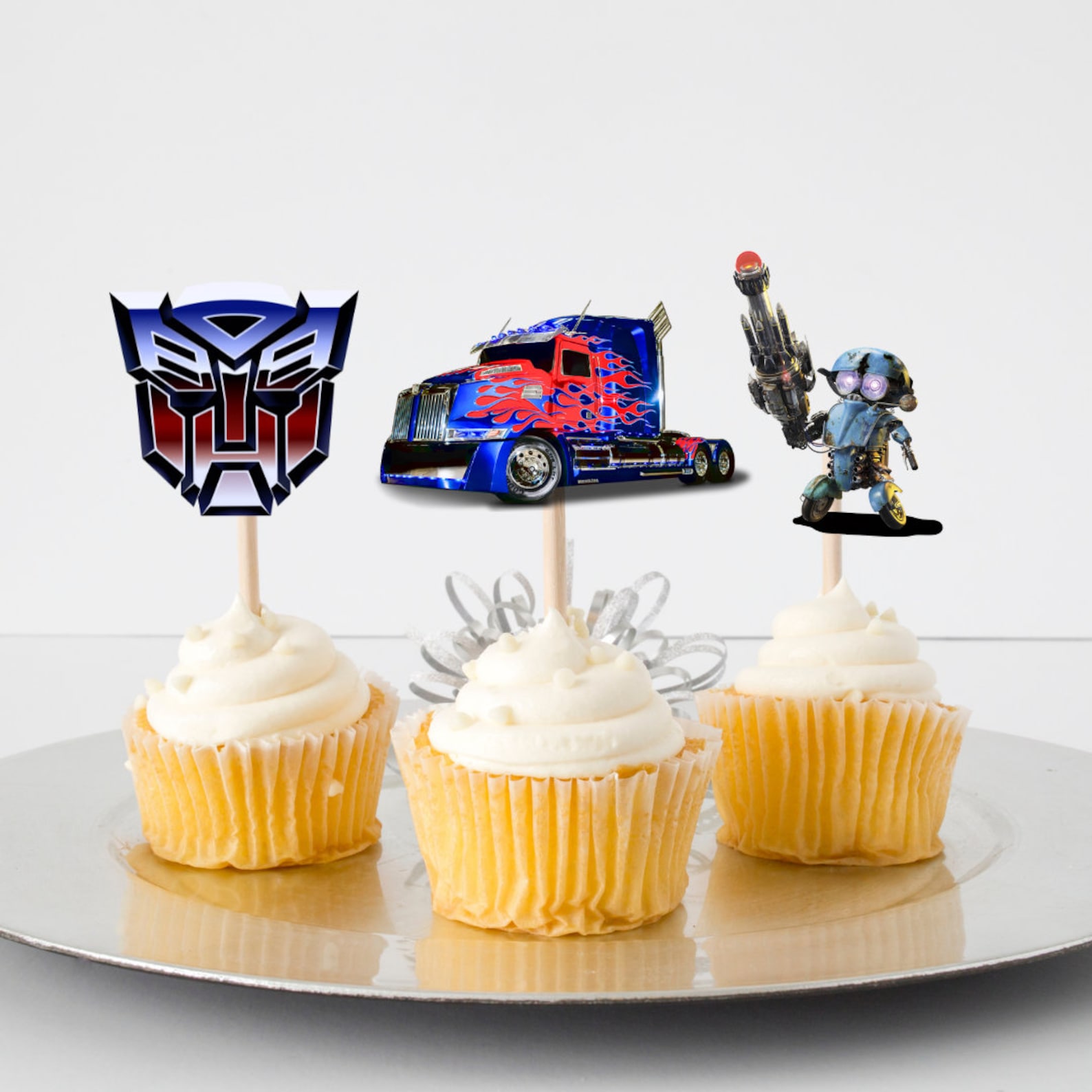 Transformers Cupcake Toppers, Cake Topper Shaker, and Birthday Banner ...