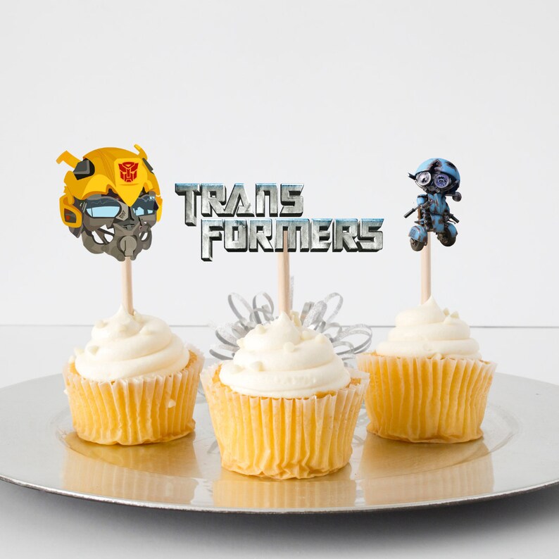 Transformers Cupcake Toppers, Cake Topper Shaker, and Birthday Banner ...