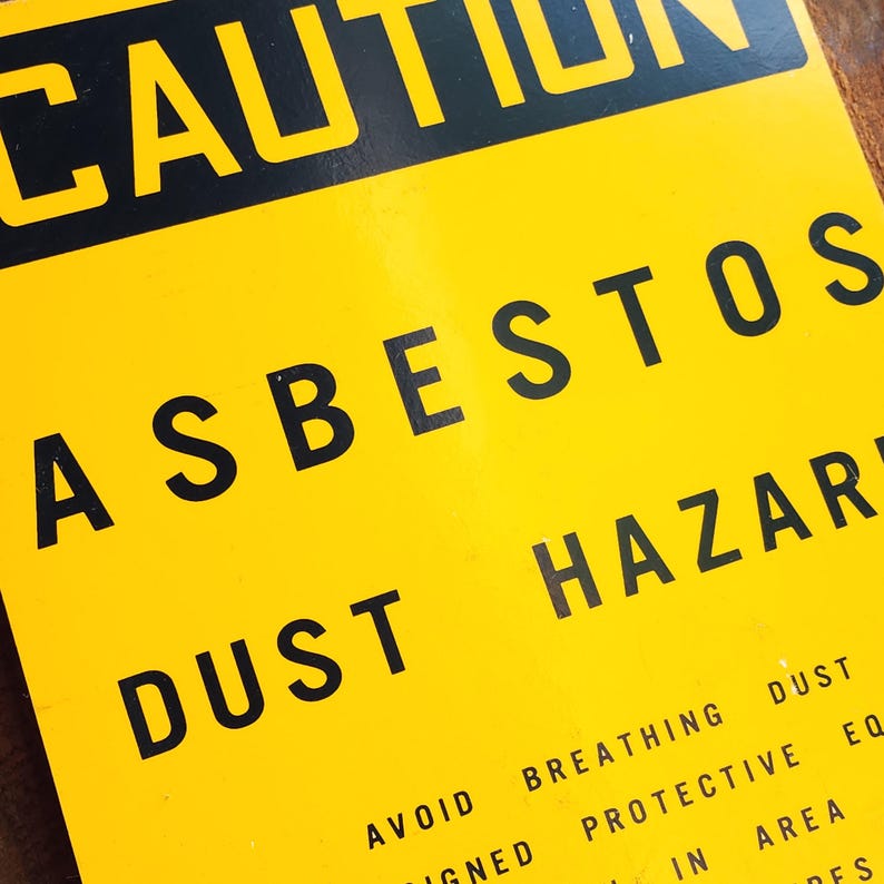 Caution Asbestos Dust Hazard Wear Respirators Factory Reclamation ...