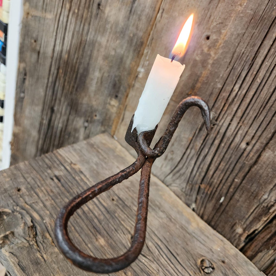 Pitted Antique Well Worn Sticking Tommy Coal Miner's Candle Holder ...