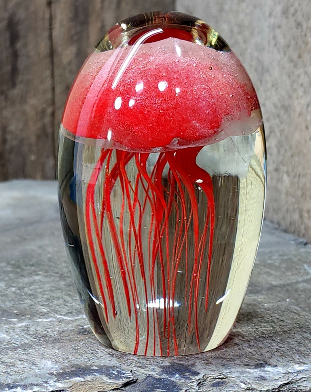 Vintage Handmade Dynasty Gallery Art Glass Jellyfish Paperweight 4 - Etsy